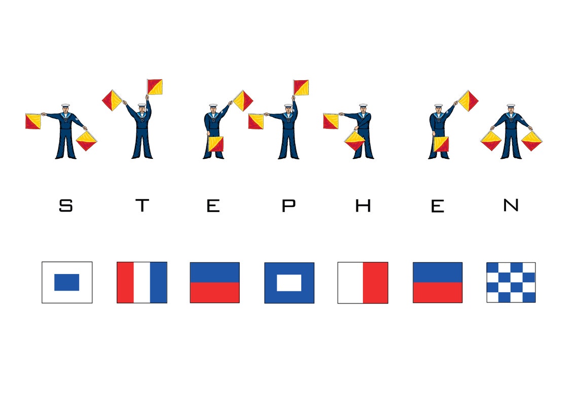 Personalised Signal Flags and Semaphore Flags Name Print - Etsy UK