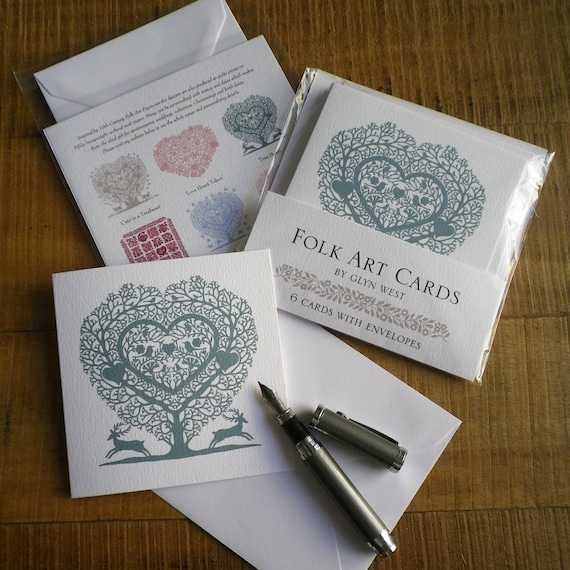 Folk Art Inspired Cards Six Pack | Etsy