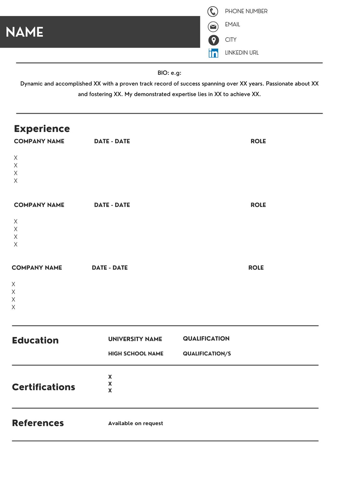 Insert and Go Resume CV Template Use With Google Docs, Word, Pages ...