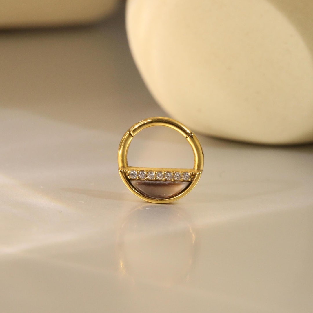 Black Shell Nose Ring Septum Piercing Ring With Zirconia Nose Ring 16G ...