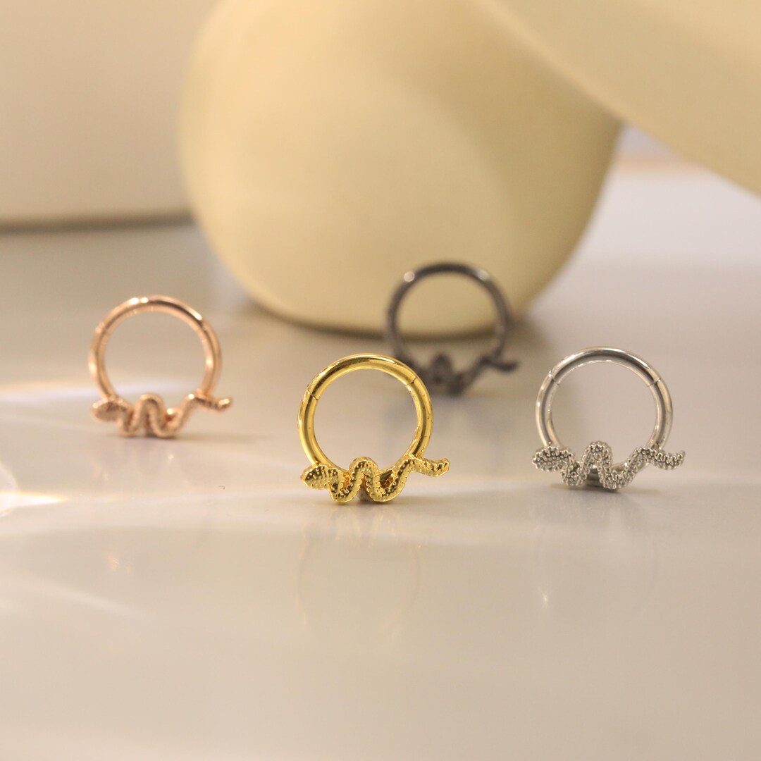 Unique Snake Septum Jewelry Nose Ring Surgical Steel Hinge Segment Ring ...