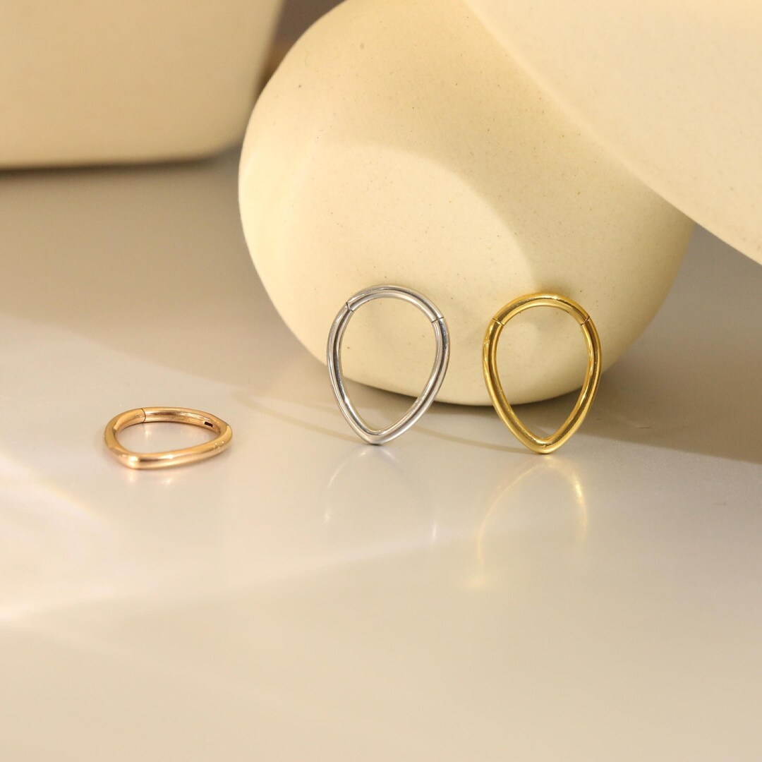 16G Teardrop Septum Nose Ring Hinged Septum Ring Nose Ring Medical ...