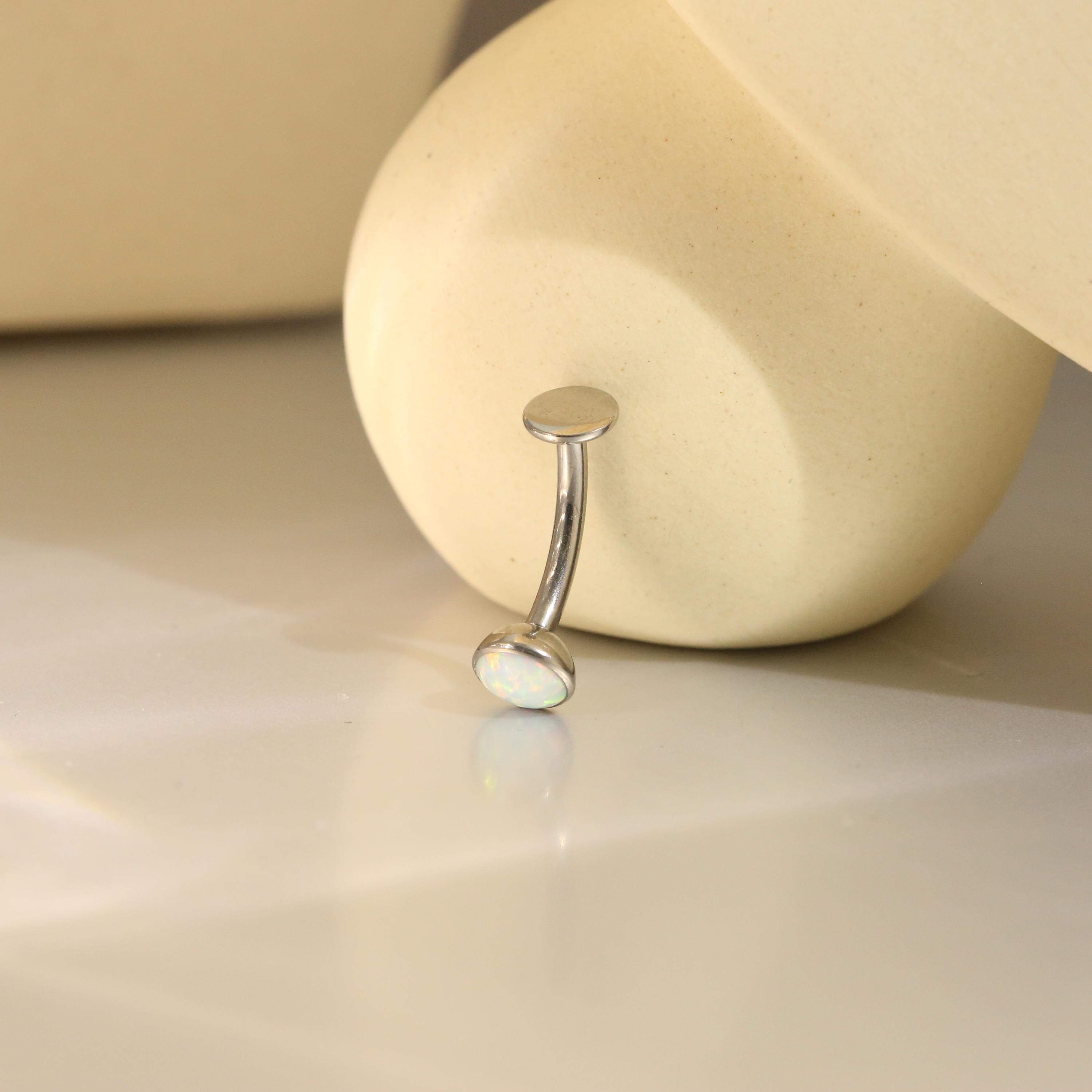 Curved Gold Belly Button Ring Floating Belly Button Ring 14G Belly ...