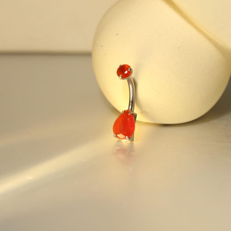 Red Agate Blue Turquoise Belly Ring G23 Titanium Navel Piercing Jewelry ...