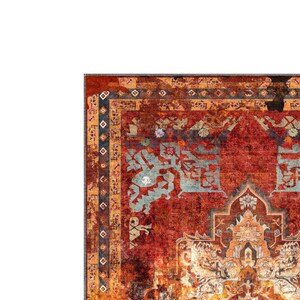 Red Ethnic Boho Vintage Chenille Rug Distressed Oriental Carpet With ...