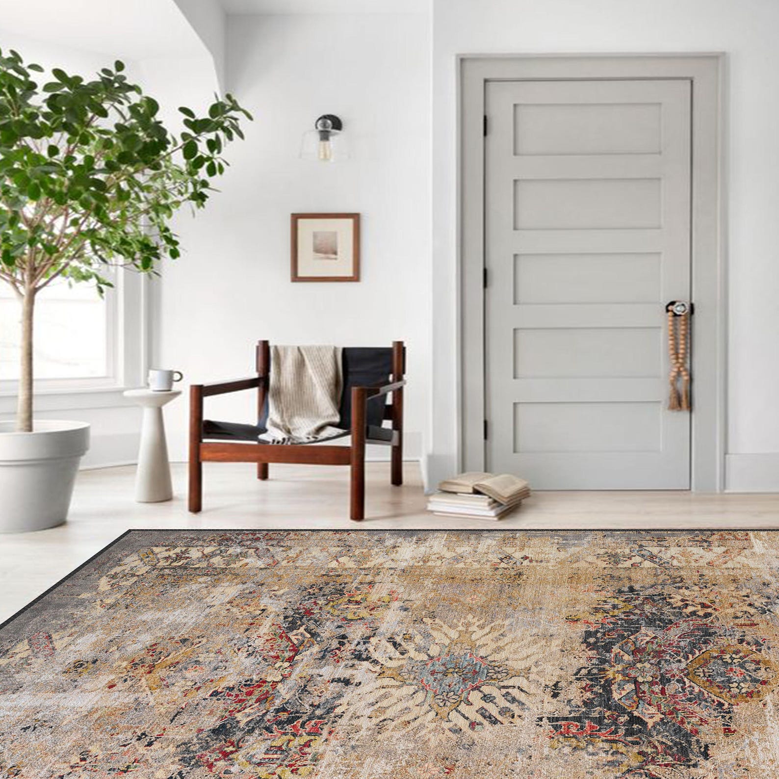 Vintage Chenille Area Rug Bohemian Worn Distressed Style, Decorative ...