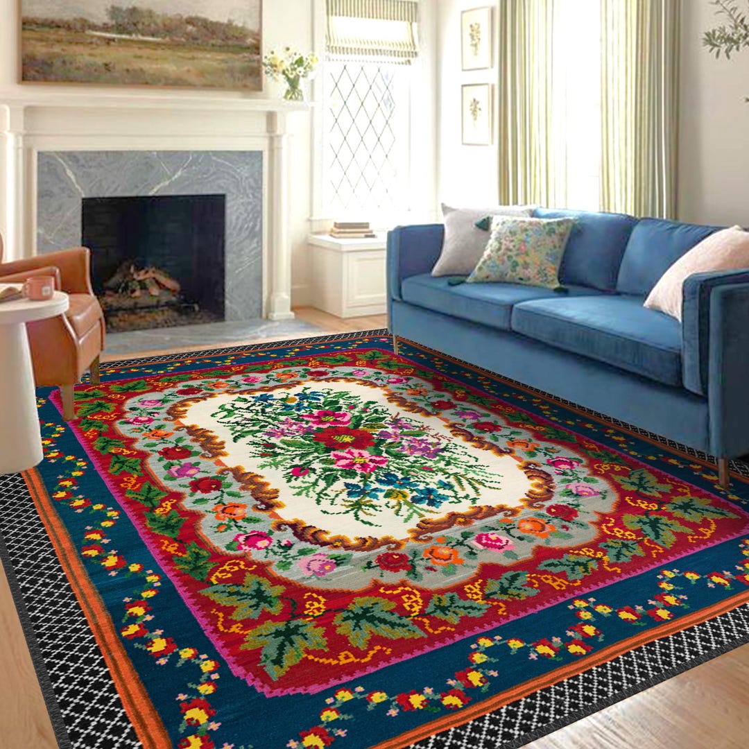 Turkish Handmade Look Vintage-inspired Floral Area Rug–colorful ...