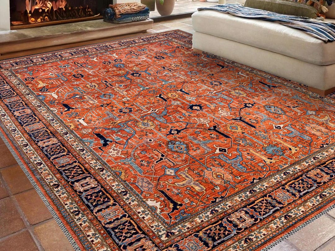 Large Vintage Persian Rug - Soft Chenille Oriental Style Carpet - Etsy