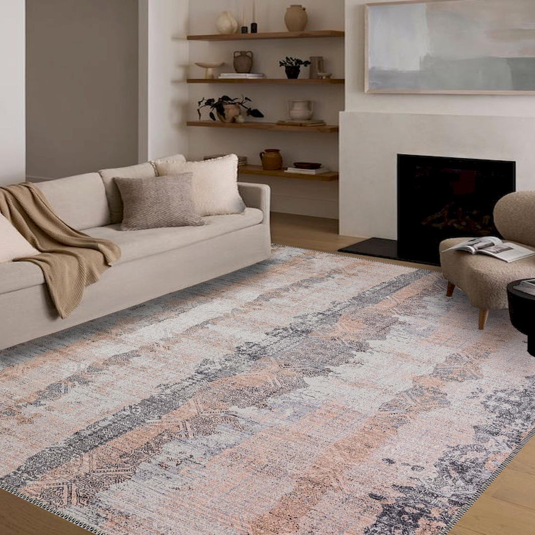 Abstract Chenille Rug Modern Living Room Carpet Earth Tone Area Rug ...