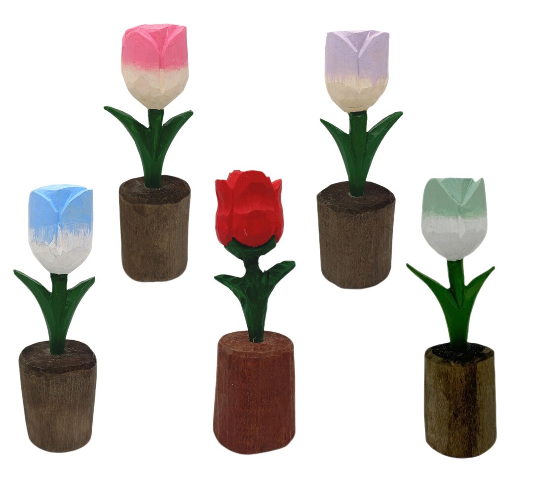 Hand-carved Wooden Rose Figurines - Valentine’s Day Gift, Home Decor ...