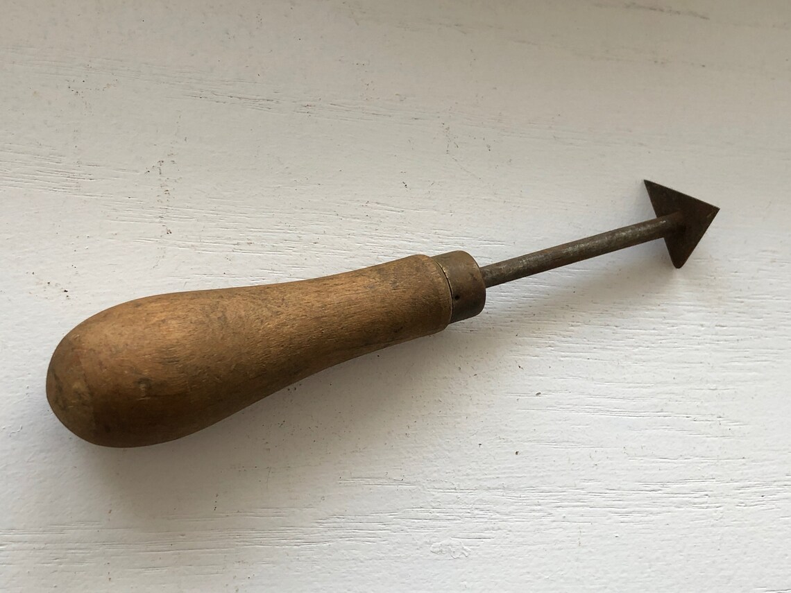 Old Tool Wood Handle Triangular Blade Hand Tool Industrial | Etsy