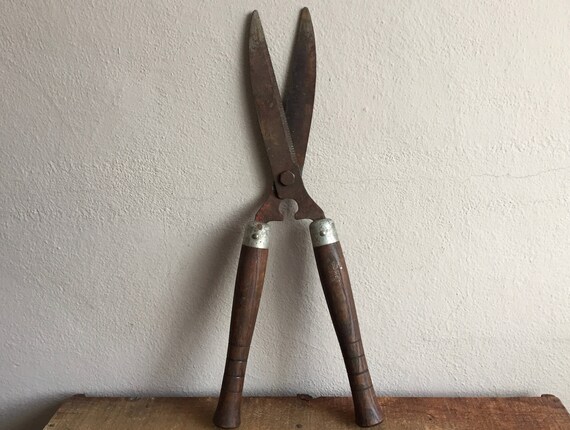 Hedge Clippers Large Garden Landscape Hand Tools Wood Handles | Etsy