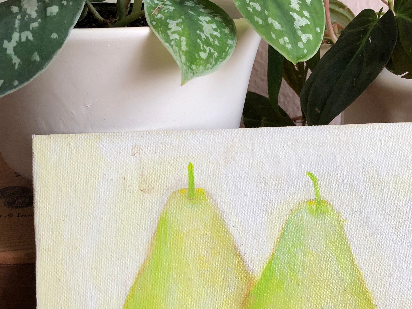 Pear Painting Fruit Chartreuse Green Folk Art Vintage | Etsy