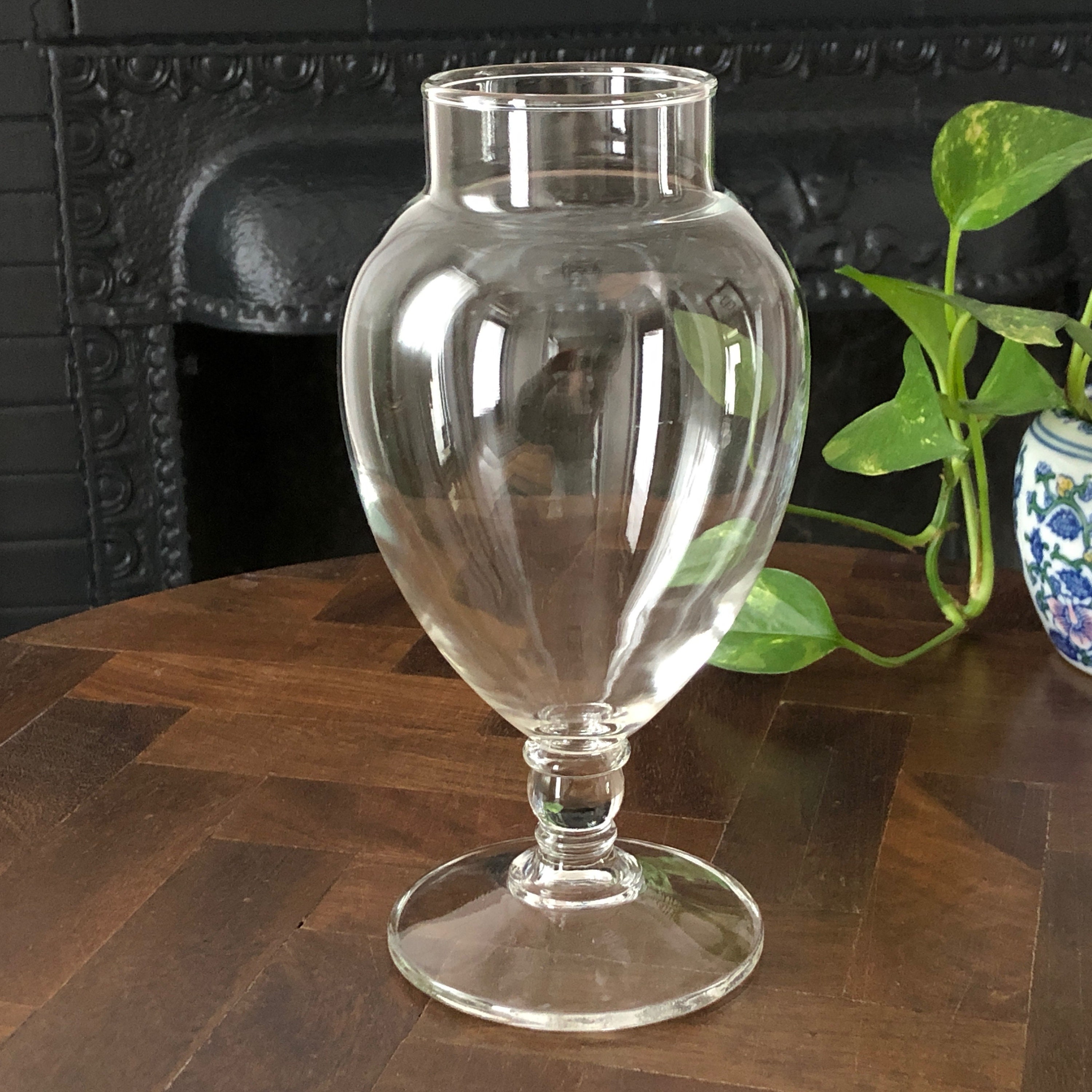 Apothecary Jar Pedestal Jar Tall Glass Storage Large Container Etsy