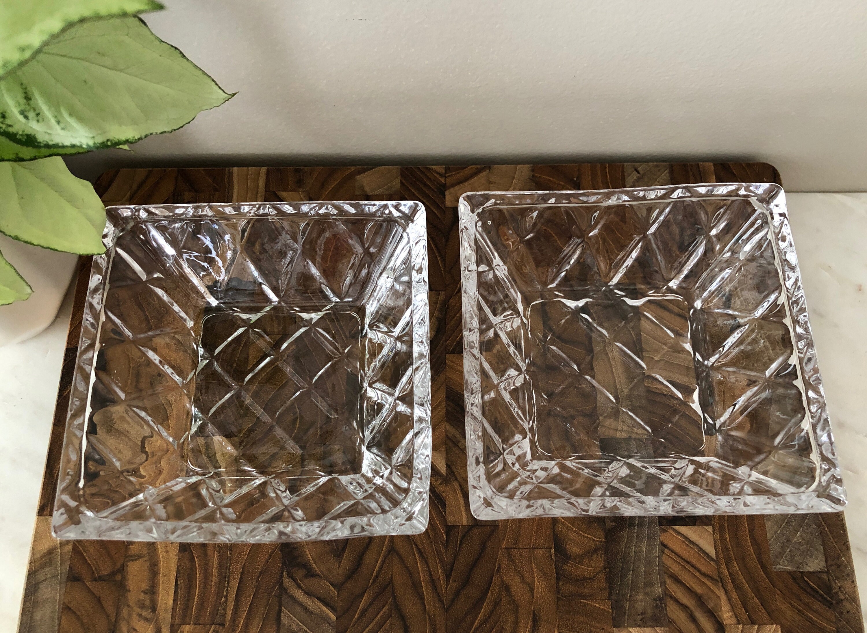 Square Glass Bowl Set Of 2 Dishes Condiments Dessert Serving Etsy