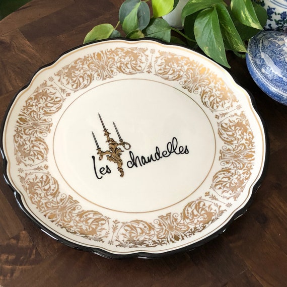 French Plate Les Chandelles Ceramic Pottery Vintage Distressed ...