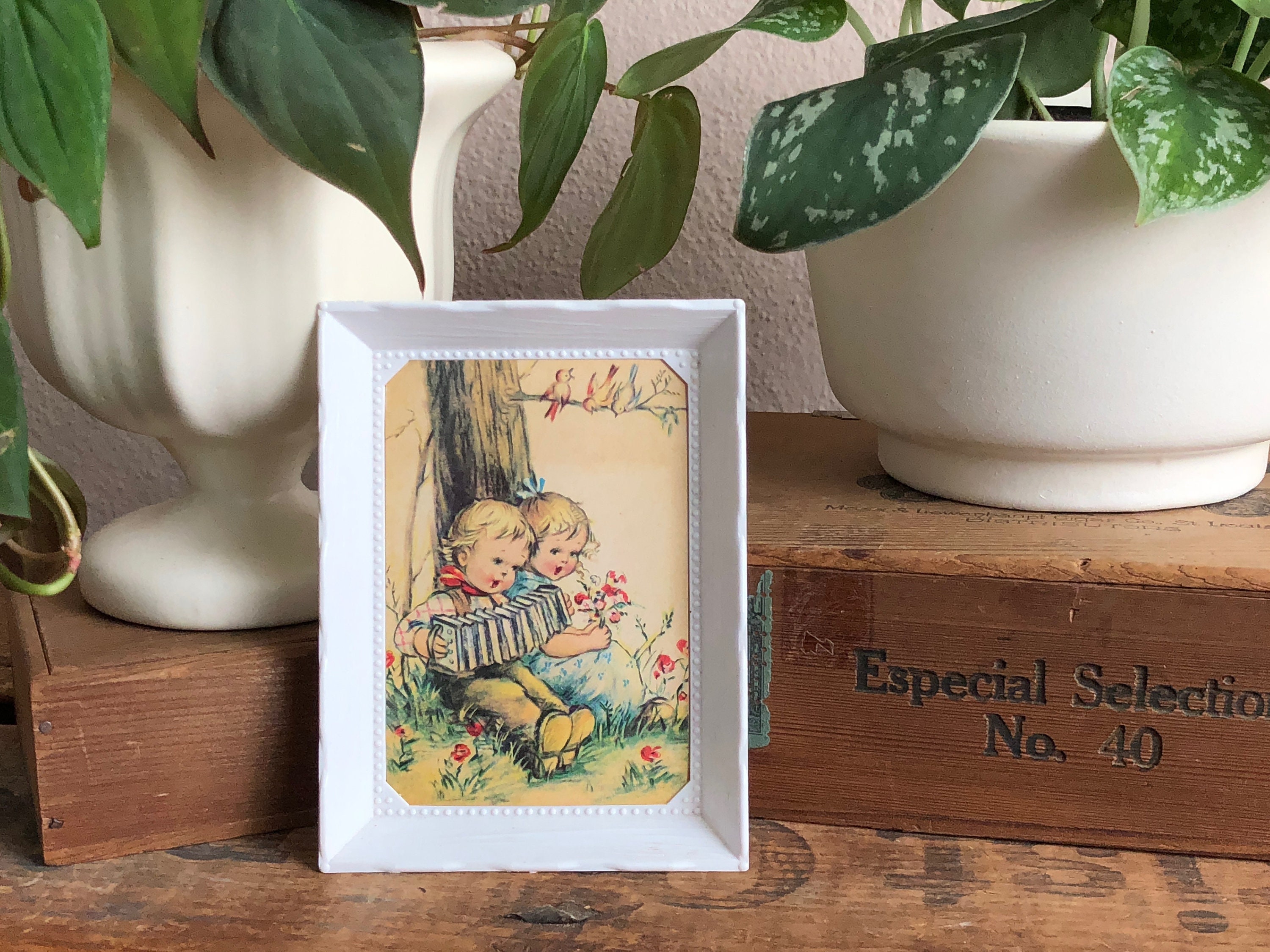 Children Frame Concertina Accordion Music Tree Floral Beige | Etsy