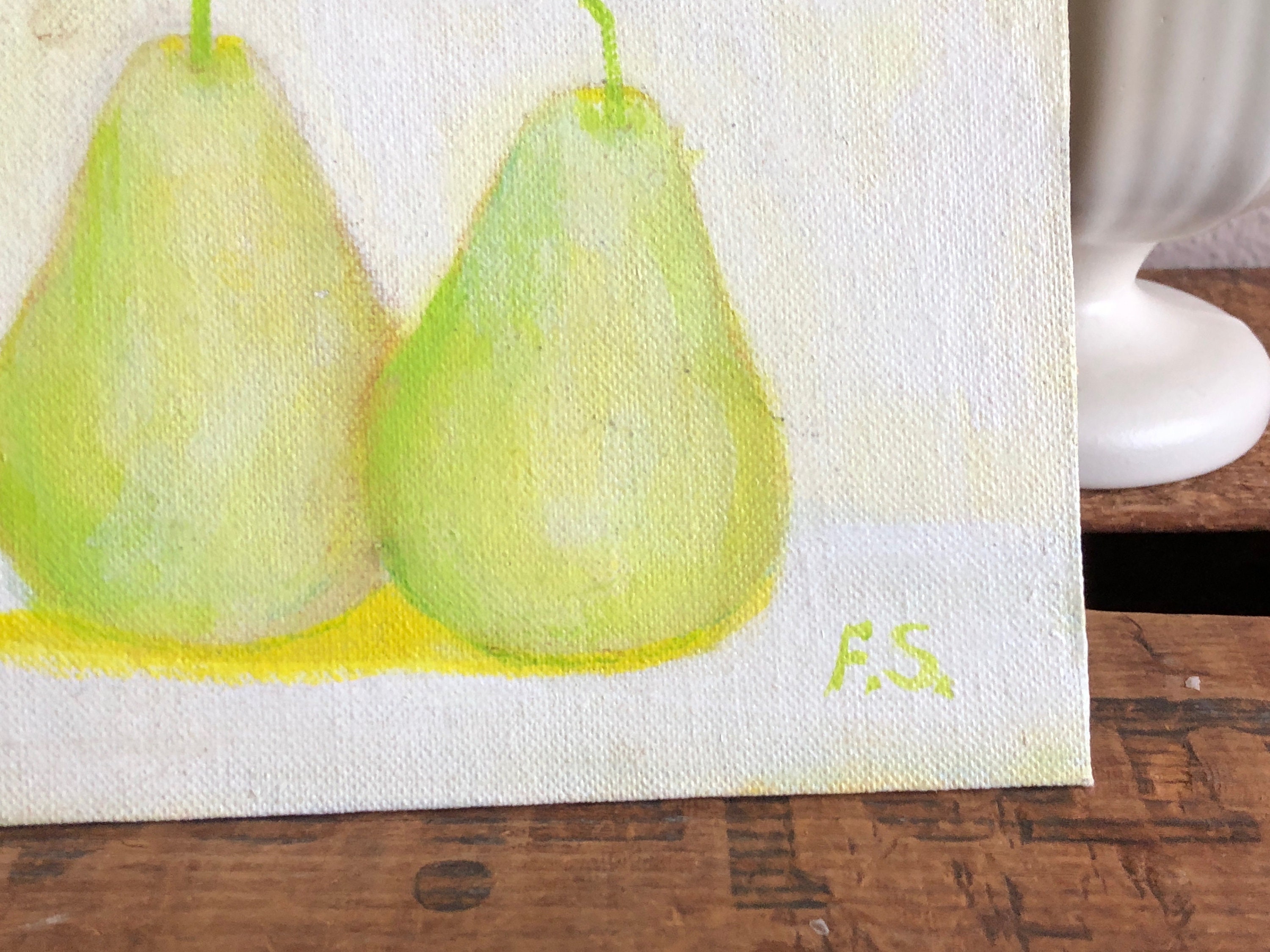 Pear Painting Fruit Chartreuse Green Folk Art Vintage | Etsy