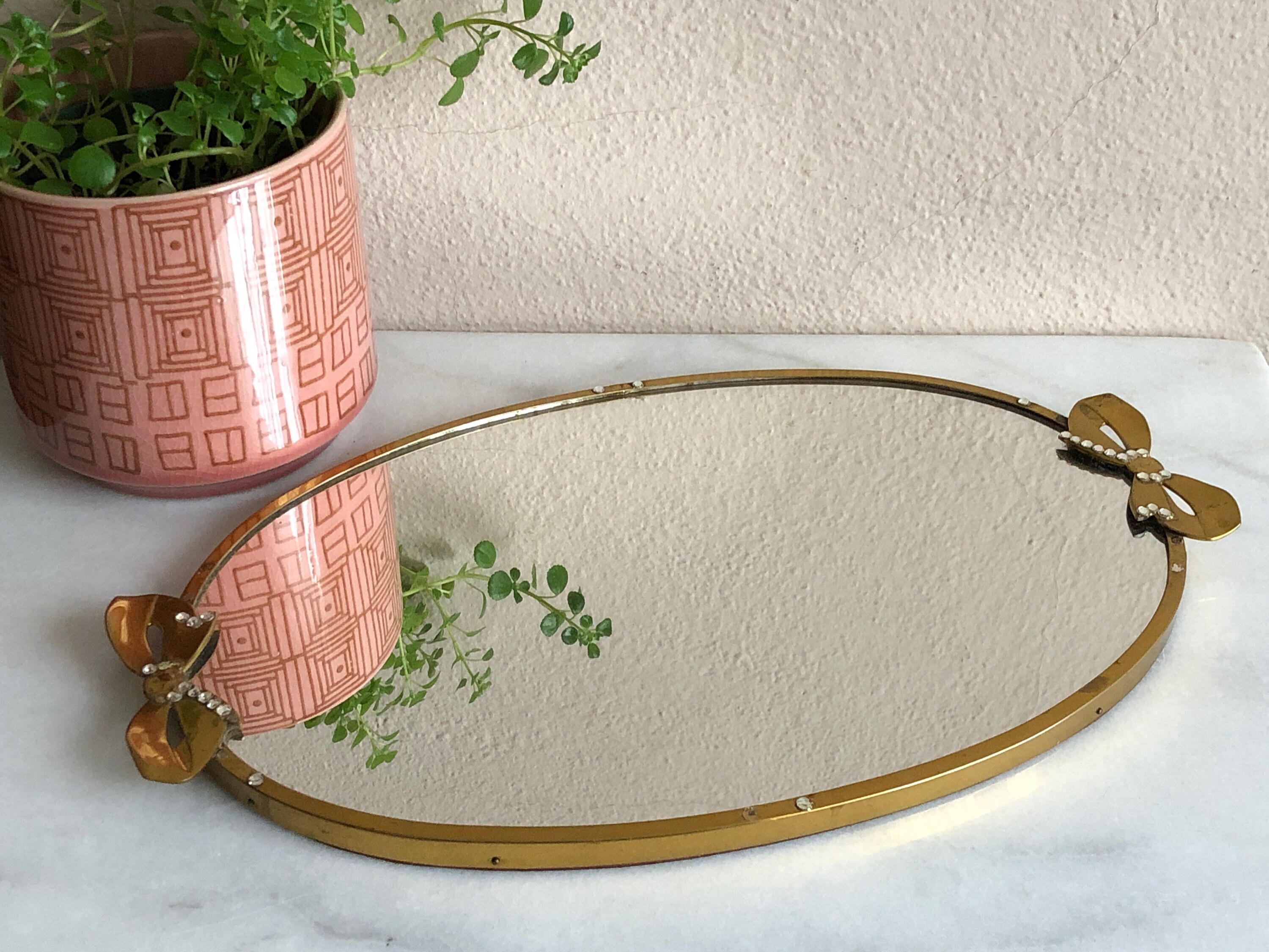 Vintage Gold Mirror With Bow - Etsy