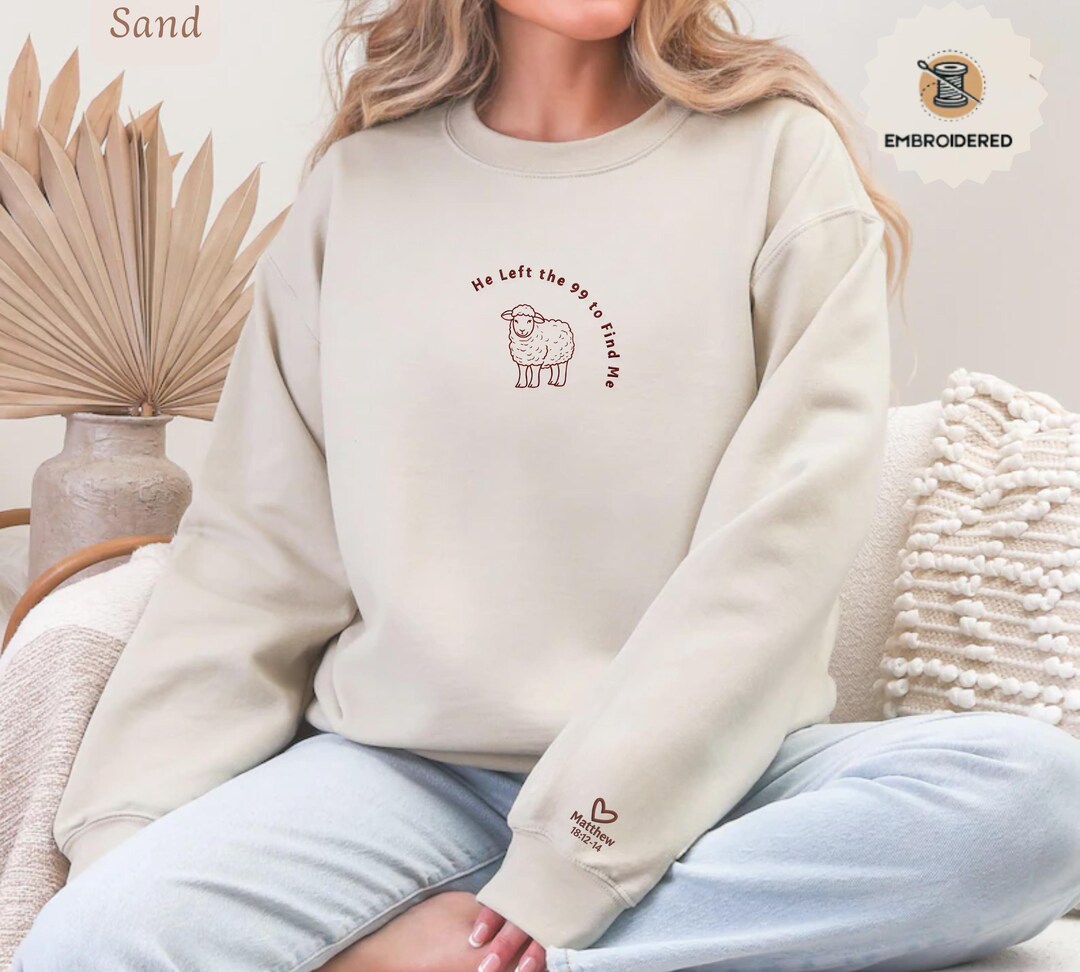 Lost Sheep Embroidered Sweatshirt, Christian Apparel - Etsy