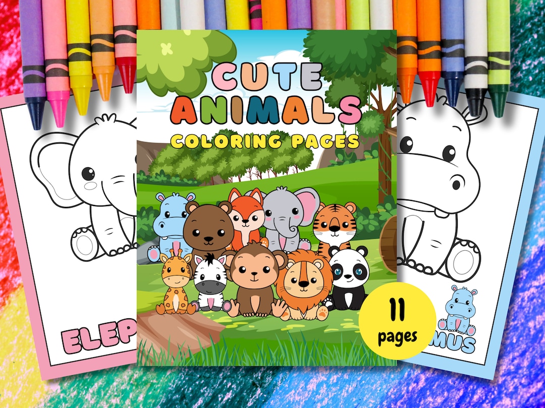 Printable Cute Animals Coloring Pages for Kids, Safari Coloring Pages ...