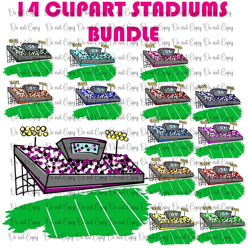 Football Stadium Clipart Bundle 14 Colors Included- 300 DPI Digital ...