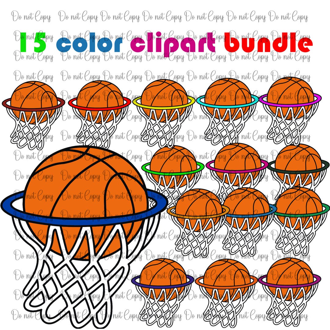 Basketball Goal Clipart Bundle 15 Colors Included- 300 DPI Digital File ...