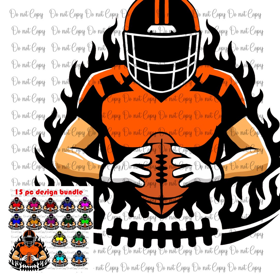 Football Player With Fire Clipart Bundle 15ct - 300 DPI Digital Files ...