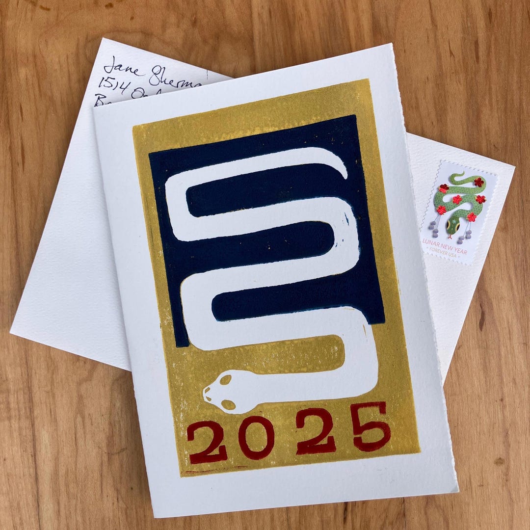 Card Set - Year of the Snake Art Note Card Set (six Unique Color ...