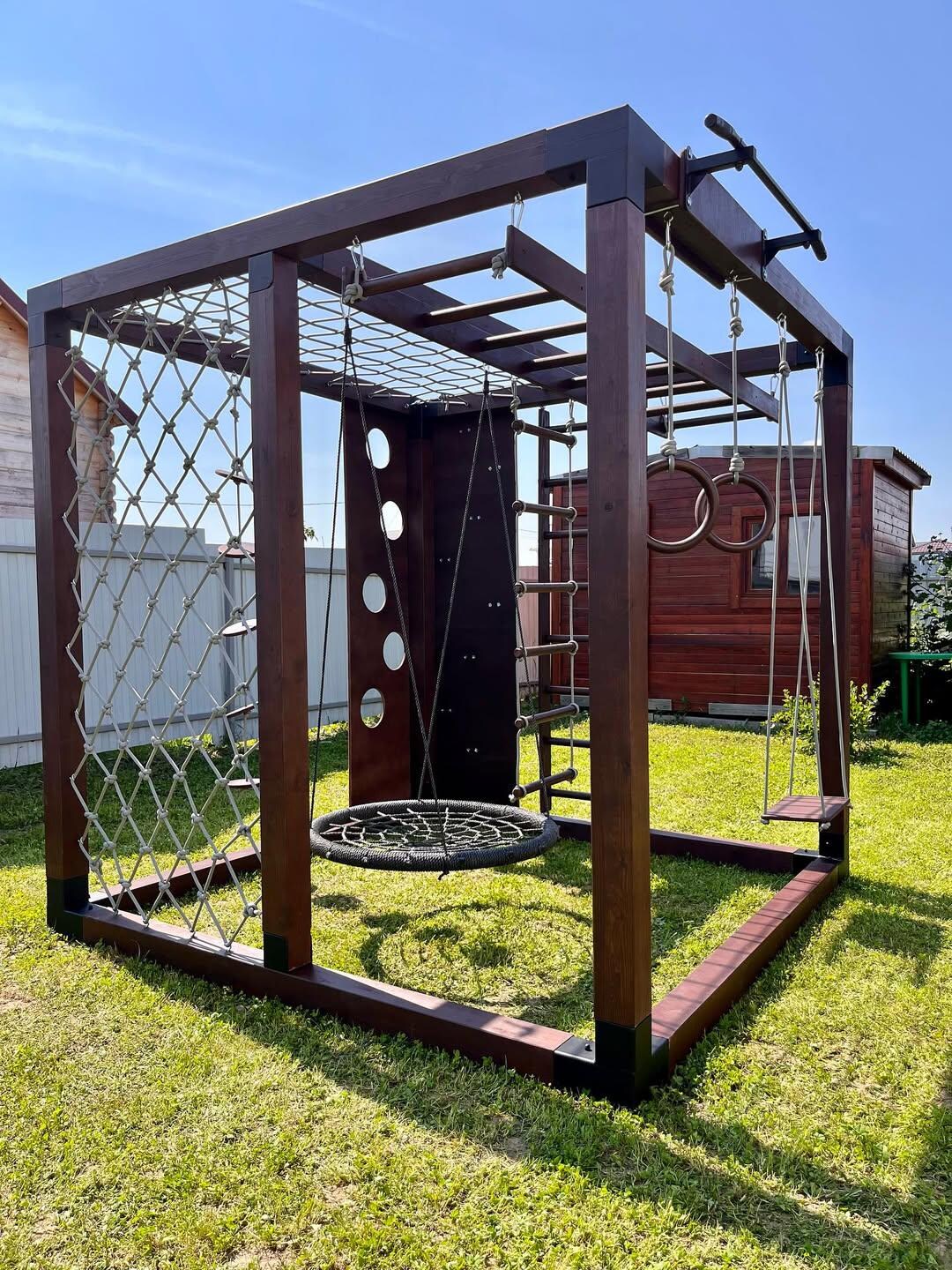 Outdoor Playground Cube for Kids, Sports Complex, Climbing Wall, Swing ...