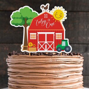 Red Barn Cake Topper, Farm Cake Topper, Tractor Cake Topper, Farm Barn ...