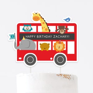 London Bus Cake Topper, Red Bus Cake Topper, Zoo Personalized Cake ...