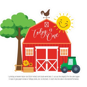 Red Barn Cake Topper, Farm Cake Topper, Tractor Cake Topper, Farm Barn ...