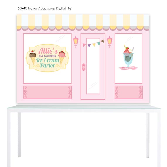 DIGITAL FILE Backdrop Poster: Ice Cream Shop Birthday Printable Banner ...