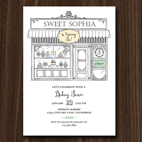 DIGITAL FILE Paris Cafe Bakery Birthday Invitation, French Bakery Theme ...