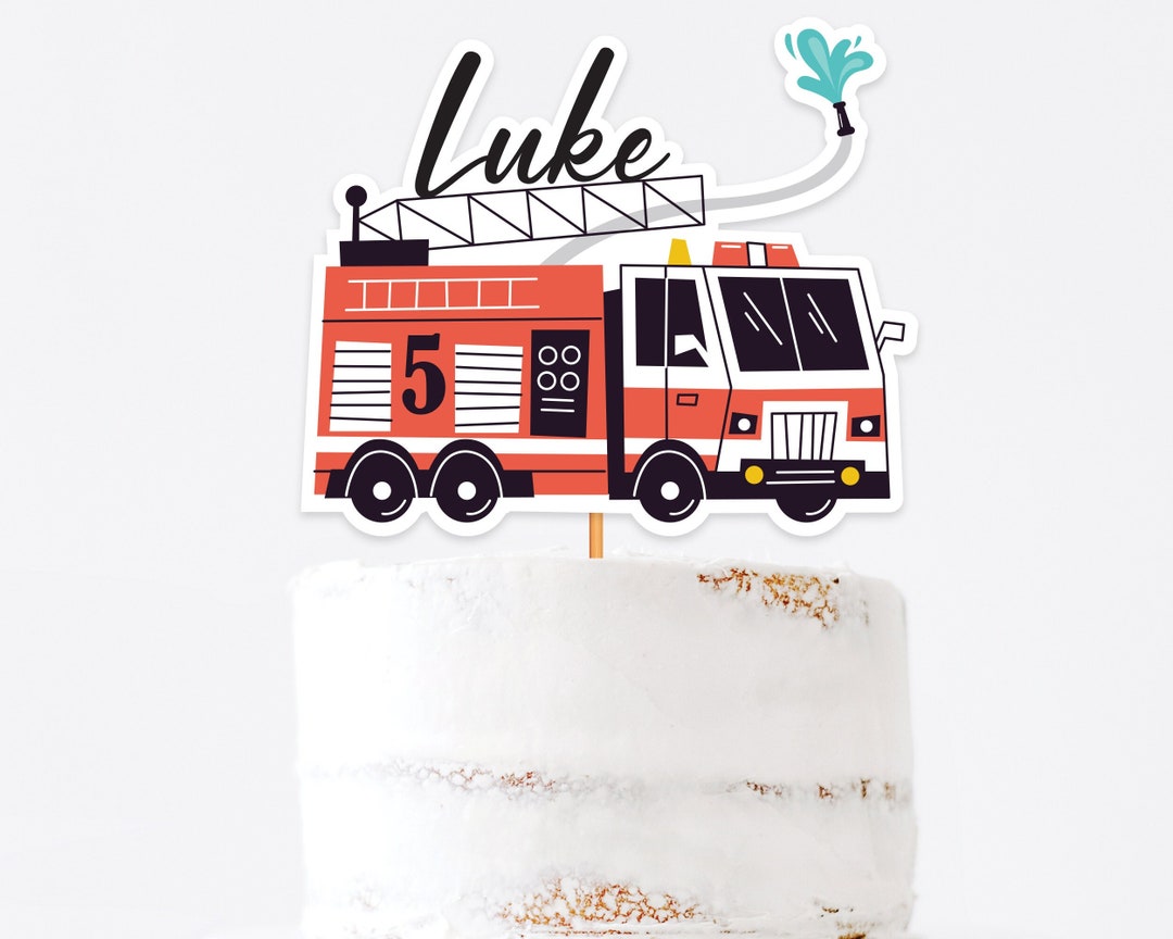 Fire Truck Birthday Cake Topper, Fire Truck Birthday, Fire Engine ...