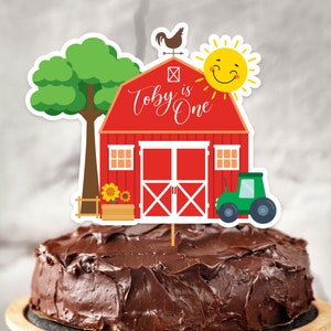 Red Barn Cake Topper, Farm Cake Topper, Tractor Cake Topper, Farm Barn ...