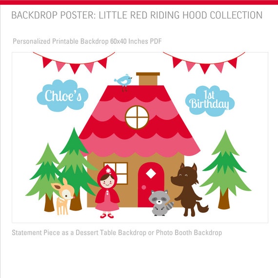 DIGITAL FILE Little Red Riding Hood Birthday Printable Banner Backdrop ...