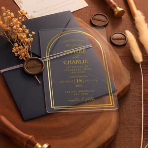 Elegant Gold Foil Wedding Invitation Clear Transparent, Translucent ...