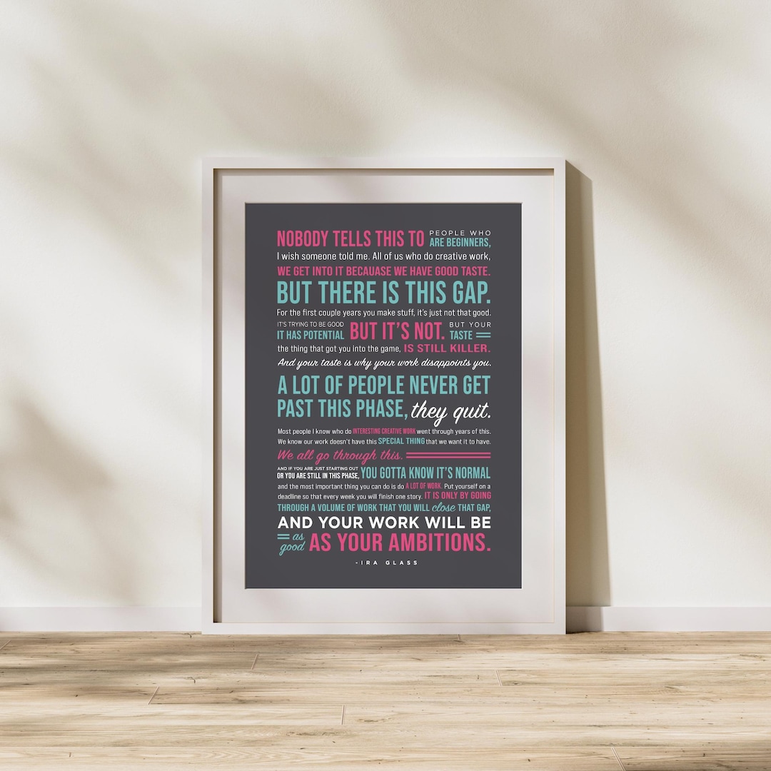 Ira Glass Quote Poster | Motivational Wall Art Print | Printable ...