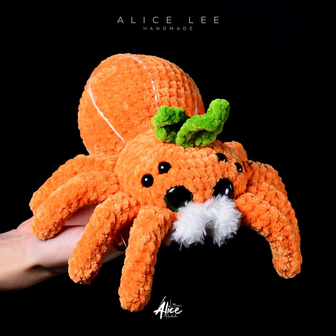 Orange Crochet Spider Plush | Halloween Christmas Tangerine Stuffed ...