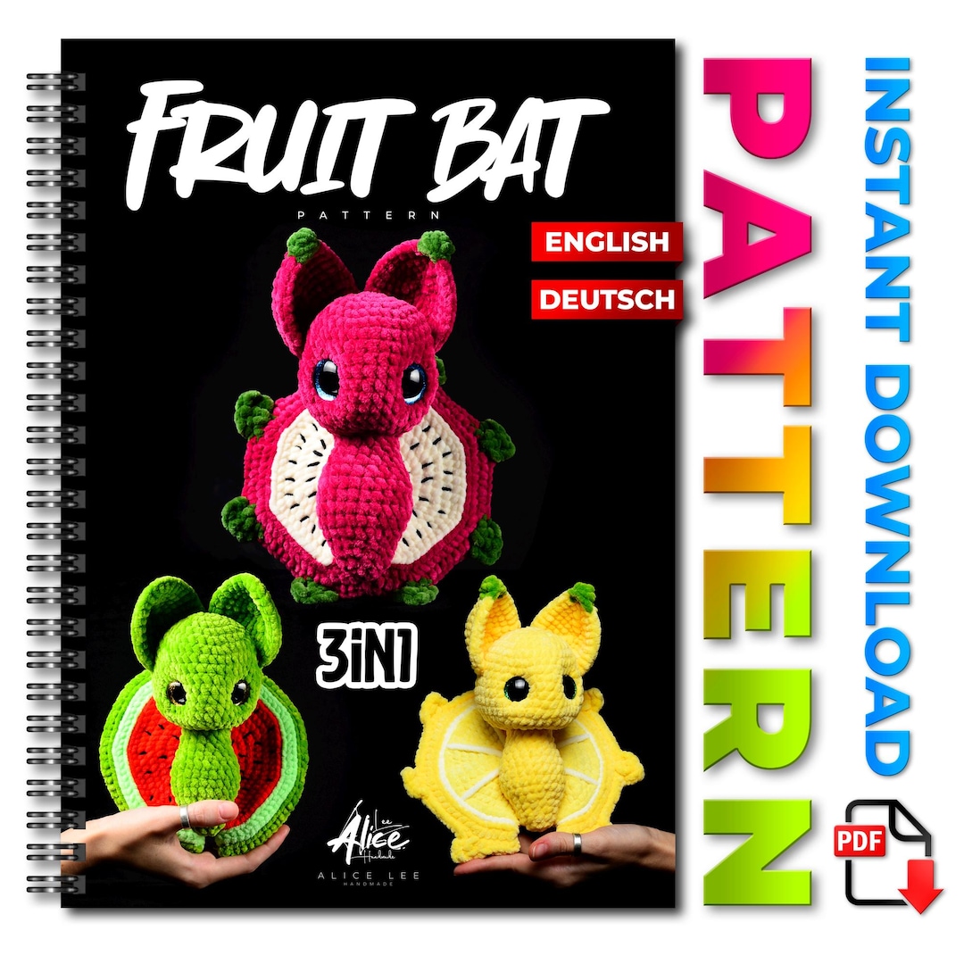 Fruit Bat Crochet Pattern Pdf - Amigurumi Bat Tutorial - Plush Bat ...