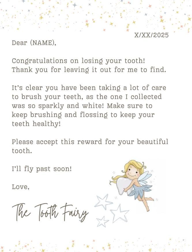 Tooth Fairy Letter - Etsy