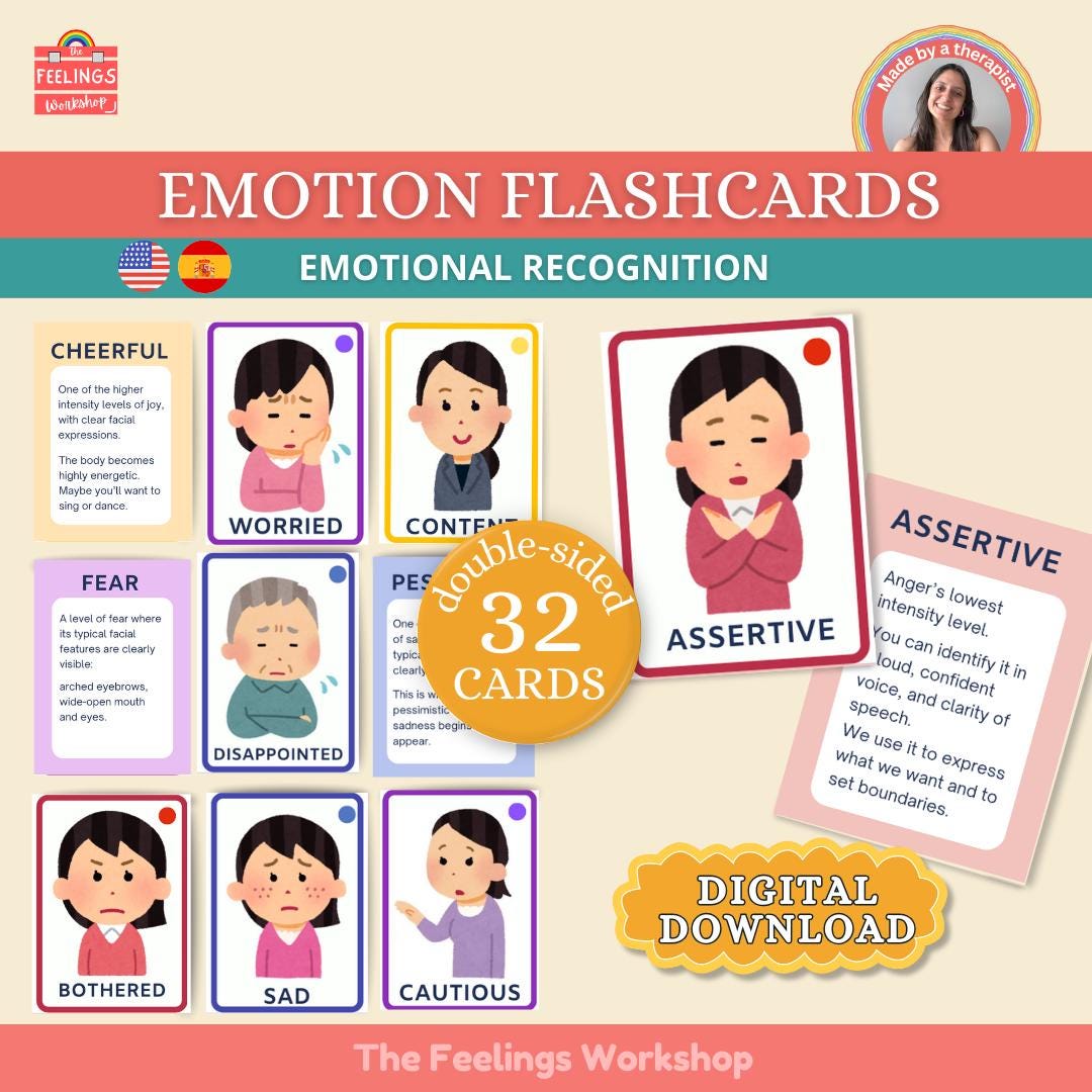 Emotion Flashcards, Emotional Recognition, SEL Flashcards, Emotion ...
