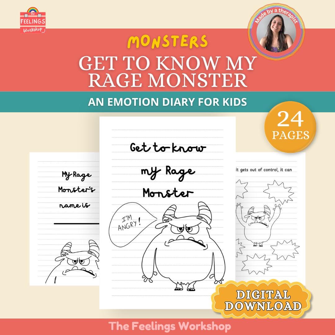 Rage Monster Emotion Diary for Kids, Self Awareness (PDF Pattern) - Etsy