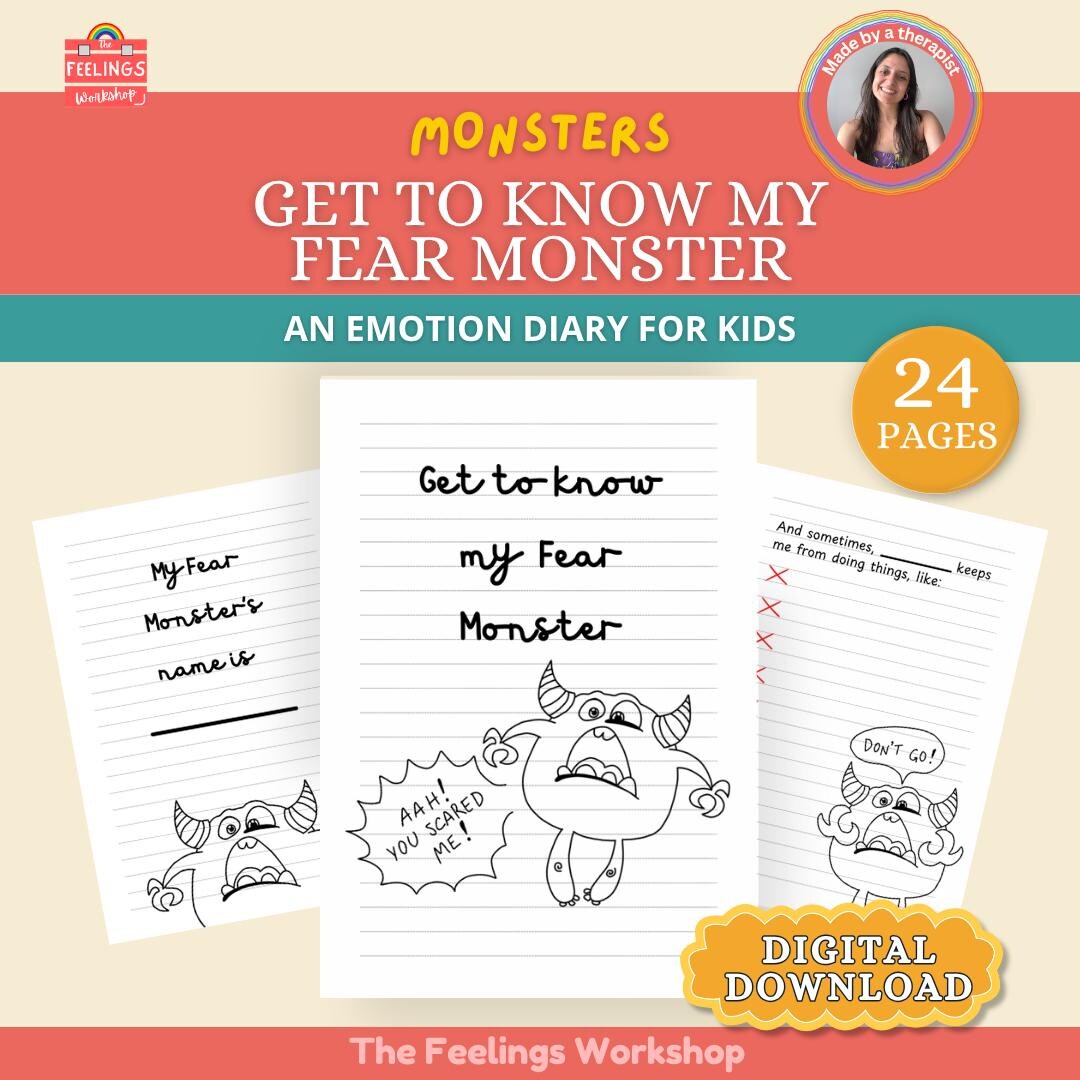 Kids Fear Management Journal. Printable Pages for Emotional Management ...