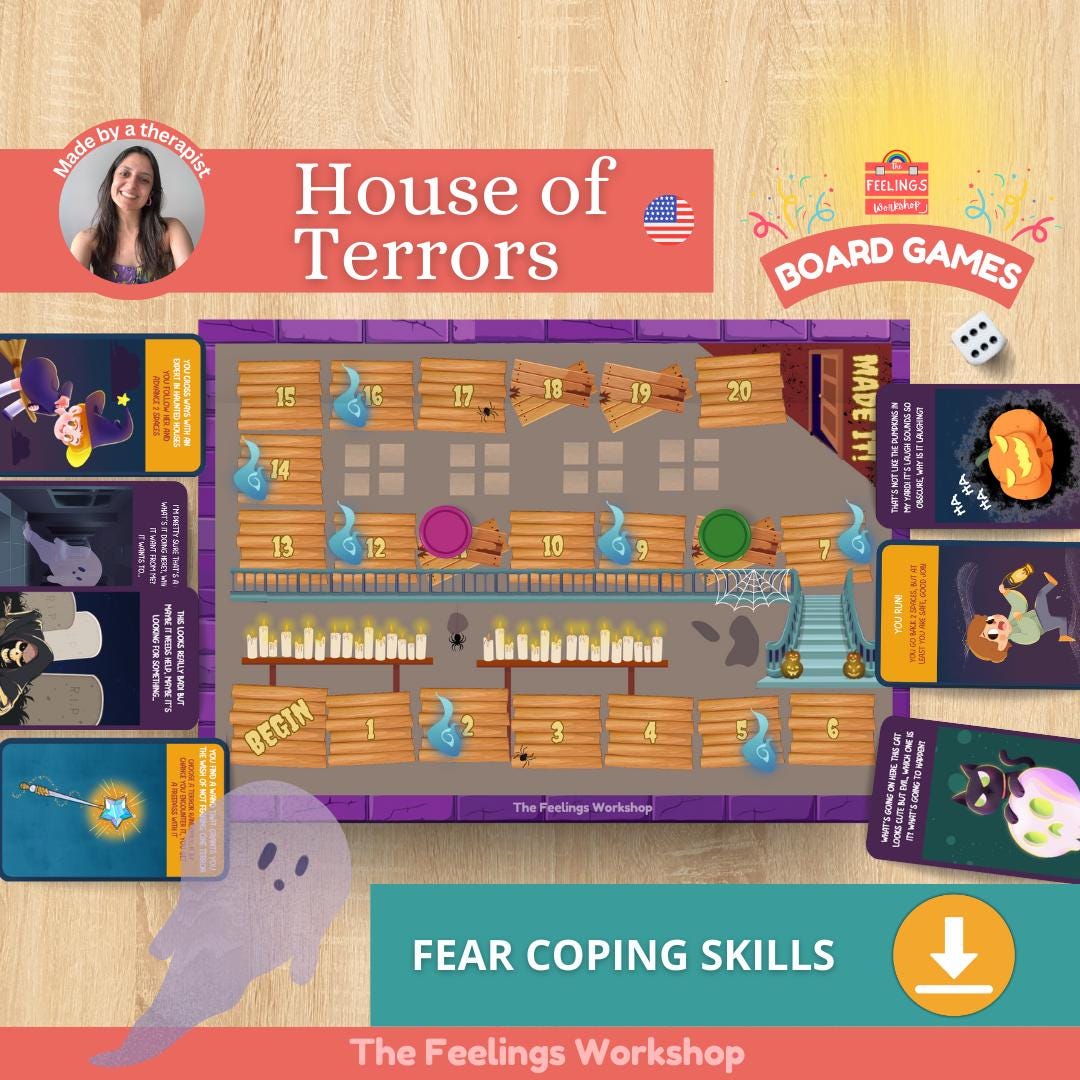 Fear Coping Mechanisms, Printable Game for Kids, Halloween Board Game ...