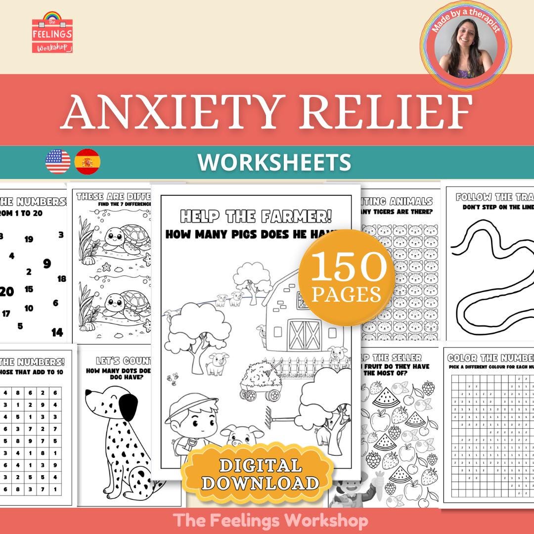 Anxiety Relief Worksheets. Printable Pages, Emotional Regulation, Calm ...