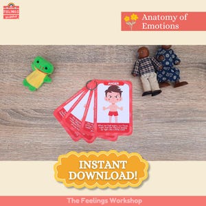 Anatomy of Emotions Flashcards, 16 Printable Feelings Flash Cards, Fear ...