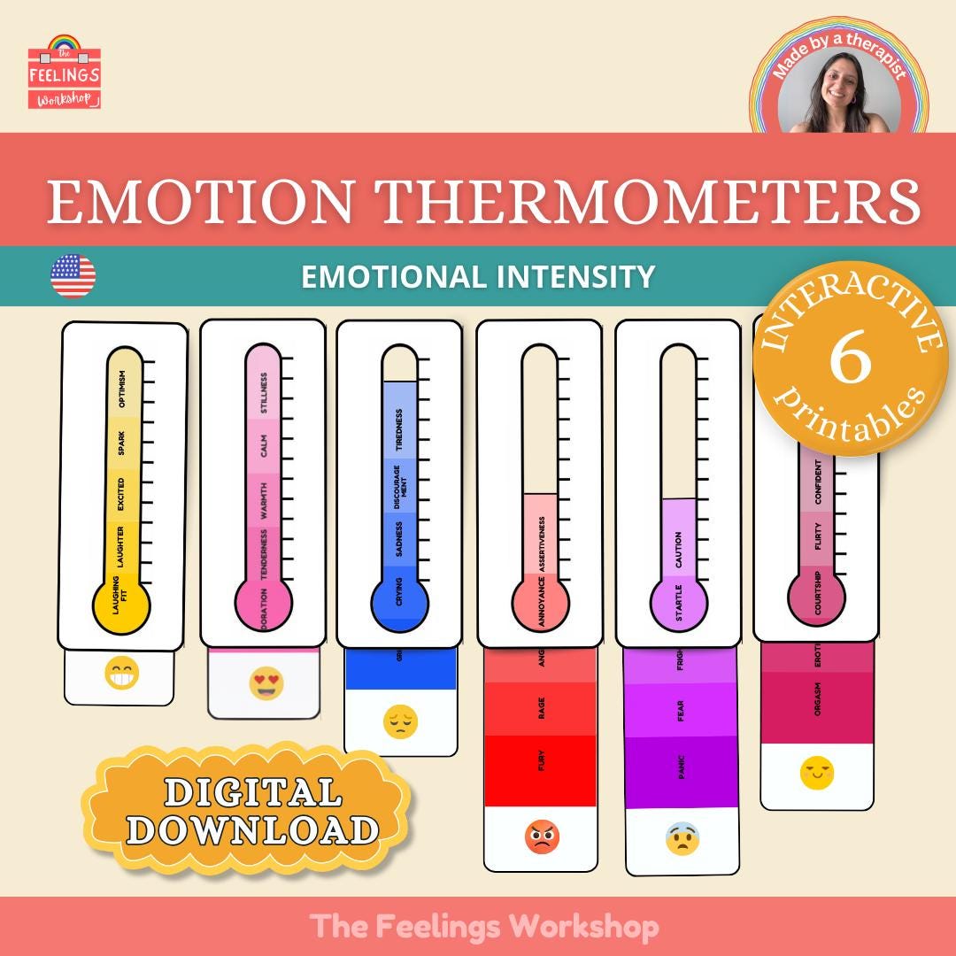 Interactive Emotional Level Thermometers, SEL Printable, Emotional ...